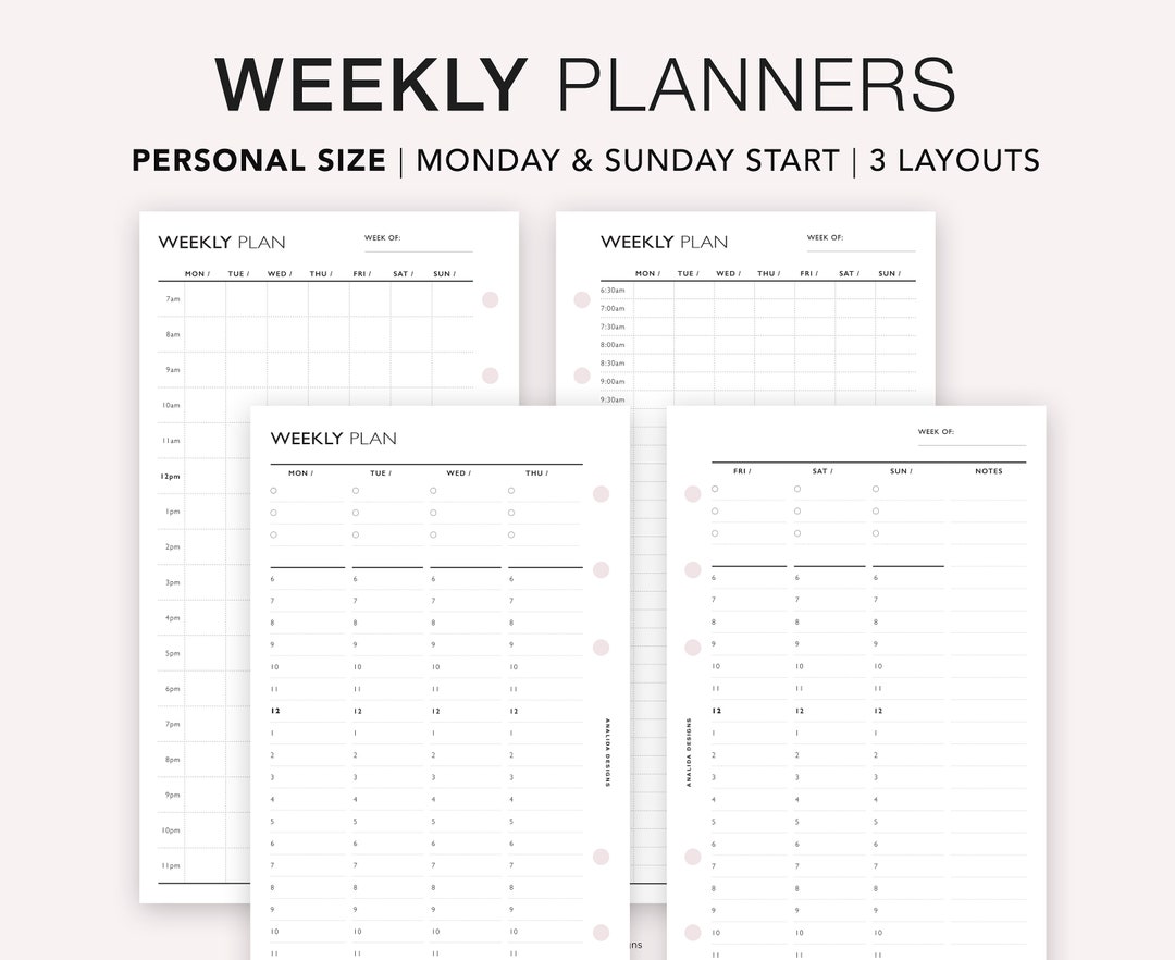 PERSONAL Weekly Schedule, Printable Weekly Timetable, Weekly Organizer ...