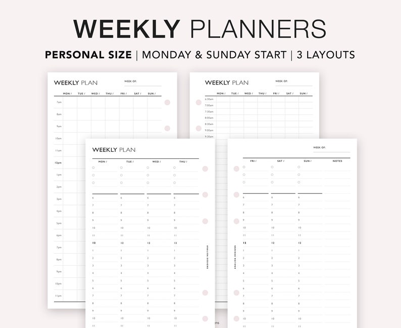 PERSONAL Weekly Schedule Printable Weekly Timetable Weekly - Etsy