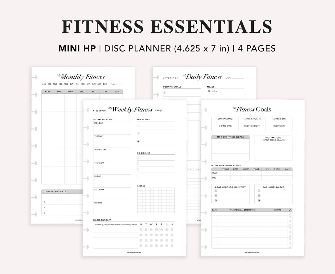 Mini HP Printable Fitness Planner, Daily Fitness Tracker, Weekly ...