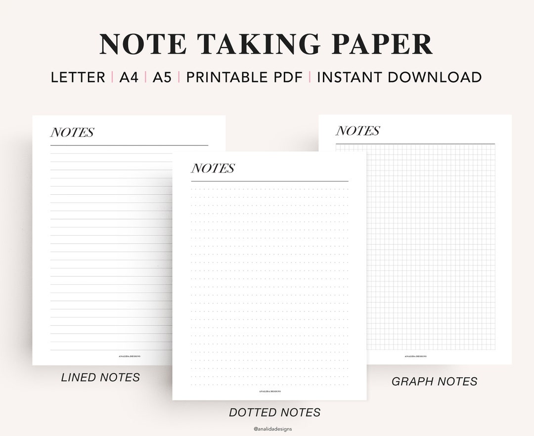 Note Paper Doted Grid Lined Square, Printable Writing Paper, Note Pages ...