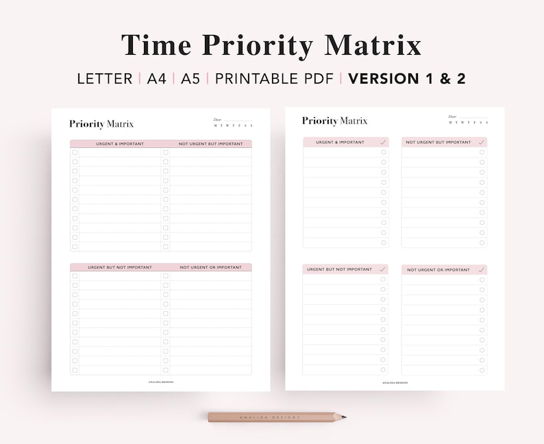 Eisenhower Matrix Printable: Priority To-do List (A4 A5 Letter PDF) - Etsy
