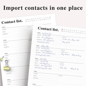 Mini HP Printable Contact List, Print at Home Planner Pages, Address ...