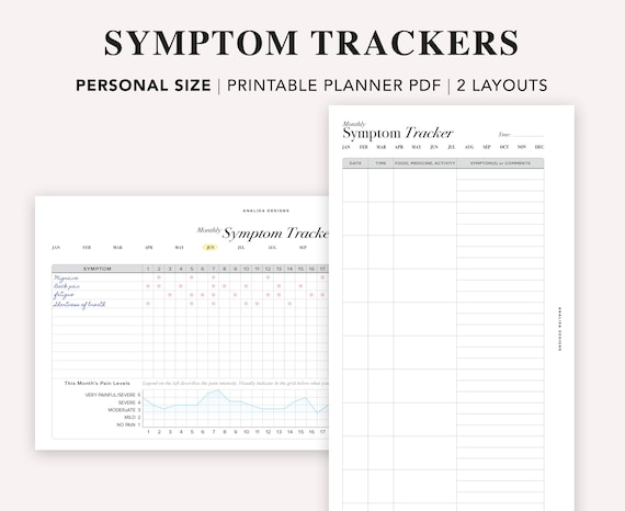 PERSONAL Symptom Tracker Printable Medical Planner Pain | Etsy