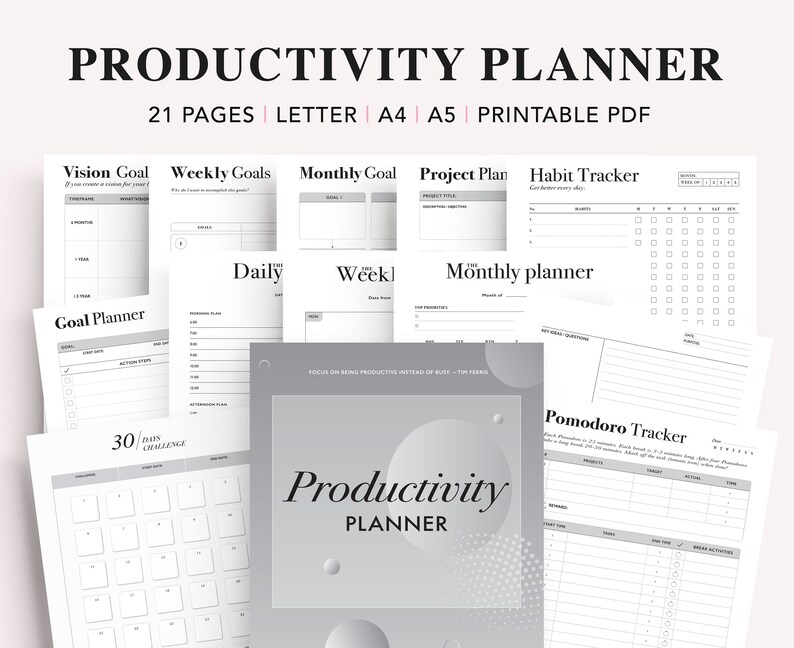 Ultimate Productivity Planner Printable Bundle Fitness - Etsy