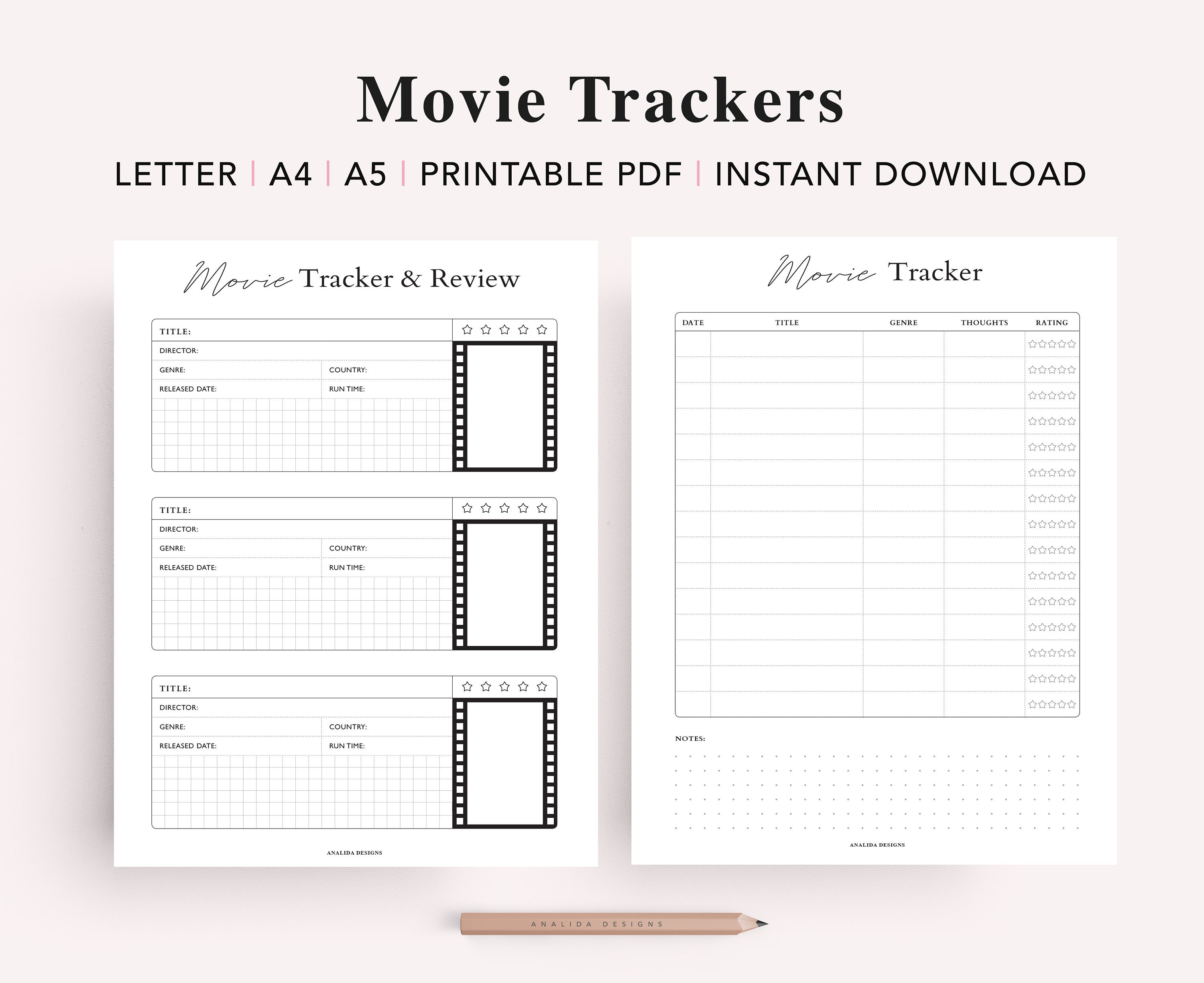 Movie Tracker Printable TV Series Tracker Movie Log TV Show - Etsy Canada