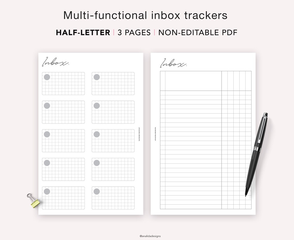 HALF LETTER Printable Inbox Planner Inserts Inbox Tracker - Etsy