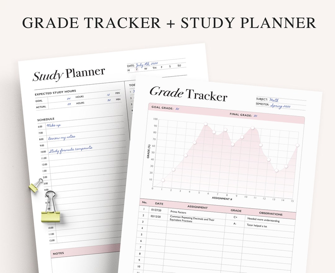 Study Planner Printable, Grade Tracker, Study Organizer, College ...