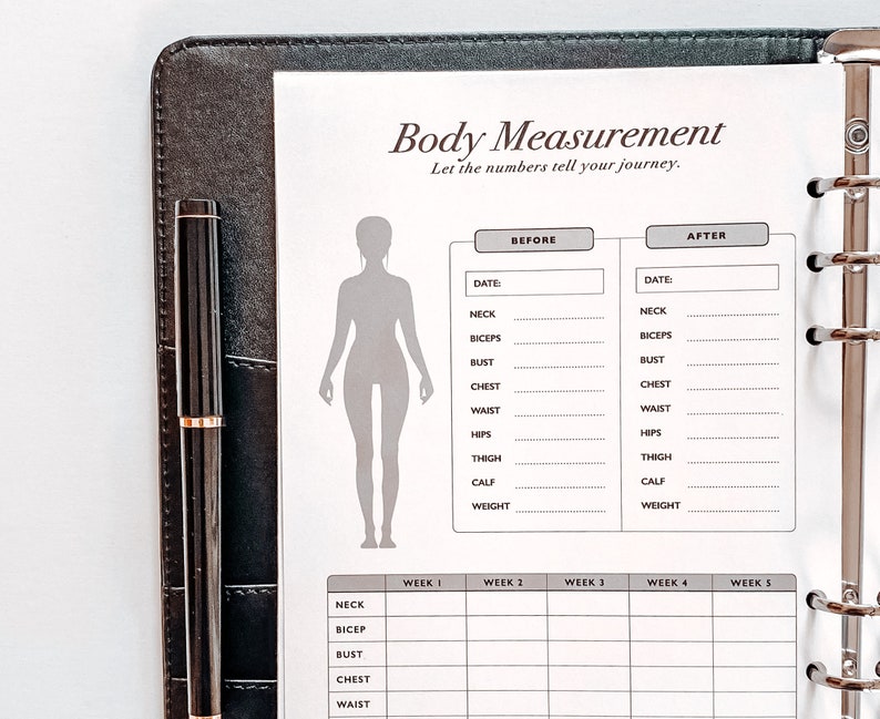 Weight Tracker Printable Body Measurement Before and After | Etsy
