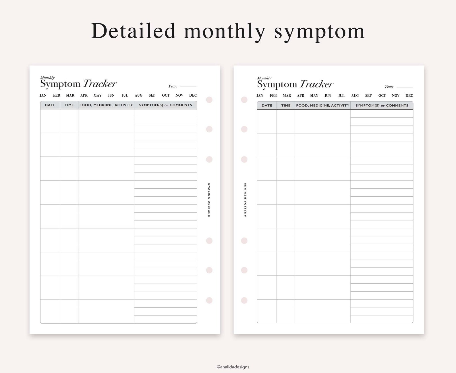 A6 Symptom Tracker Printable: Medical Planner for Foxy Fix (PDF) - Etsy