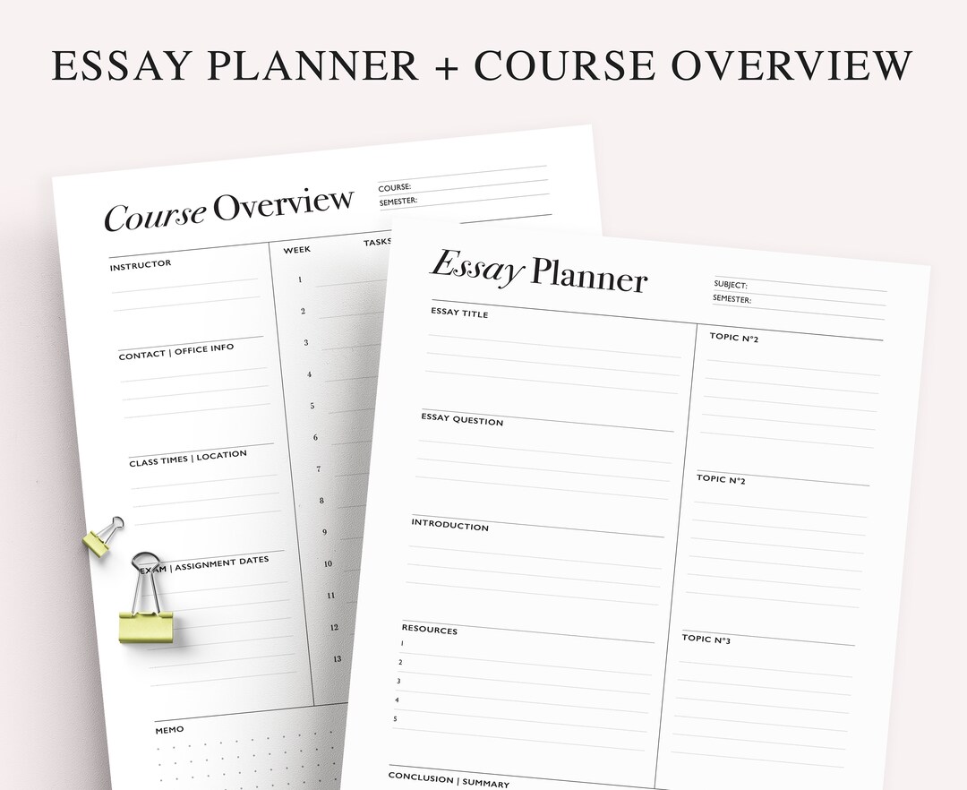 Essay Planner for College, Student Printables, University, Course ...