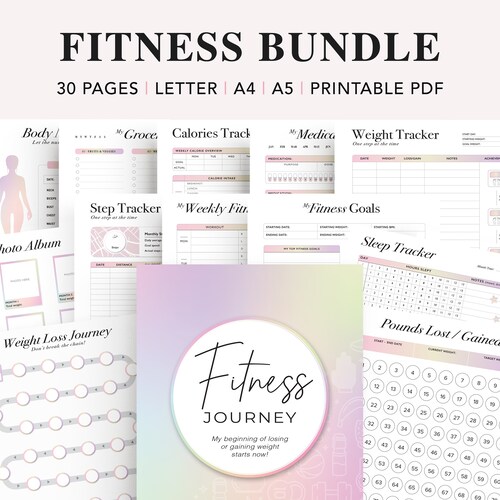 Fitness Planner Printable Weight Loss Tracker Workout | Etsy