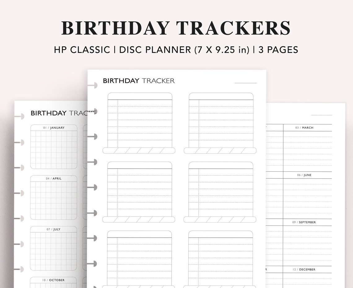 Birthday Tracker Printable Happy Planner Insert Birthdays - Etsy