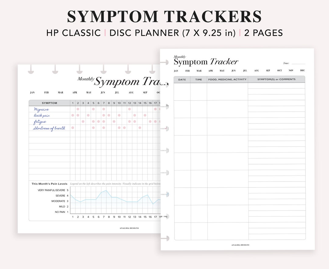 Symptom Tracker, Happy Planner Classic Insert, Printable Medical ...
