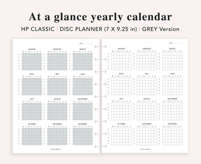 Calendar Printable Undated Happy Planner Classic Yearly | Etsy