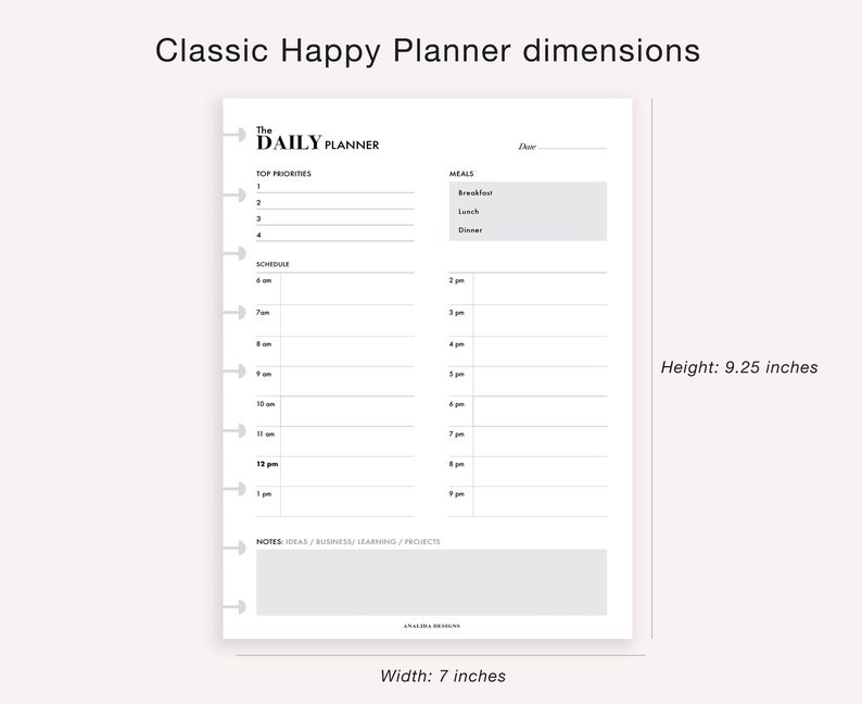Daily Planner Printable Happy Planner Classic Day Planners - Etsy