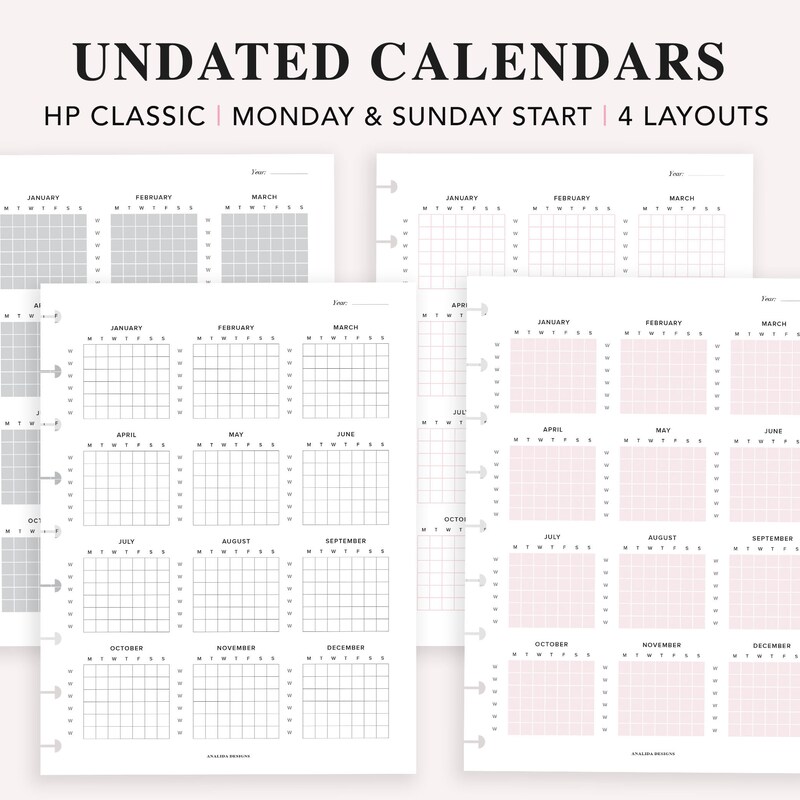 Yearly Calendar - Etsy