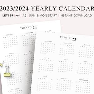 Yearly Calendar - Etsy