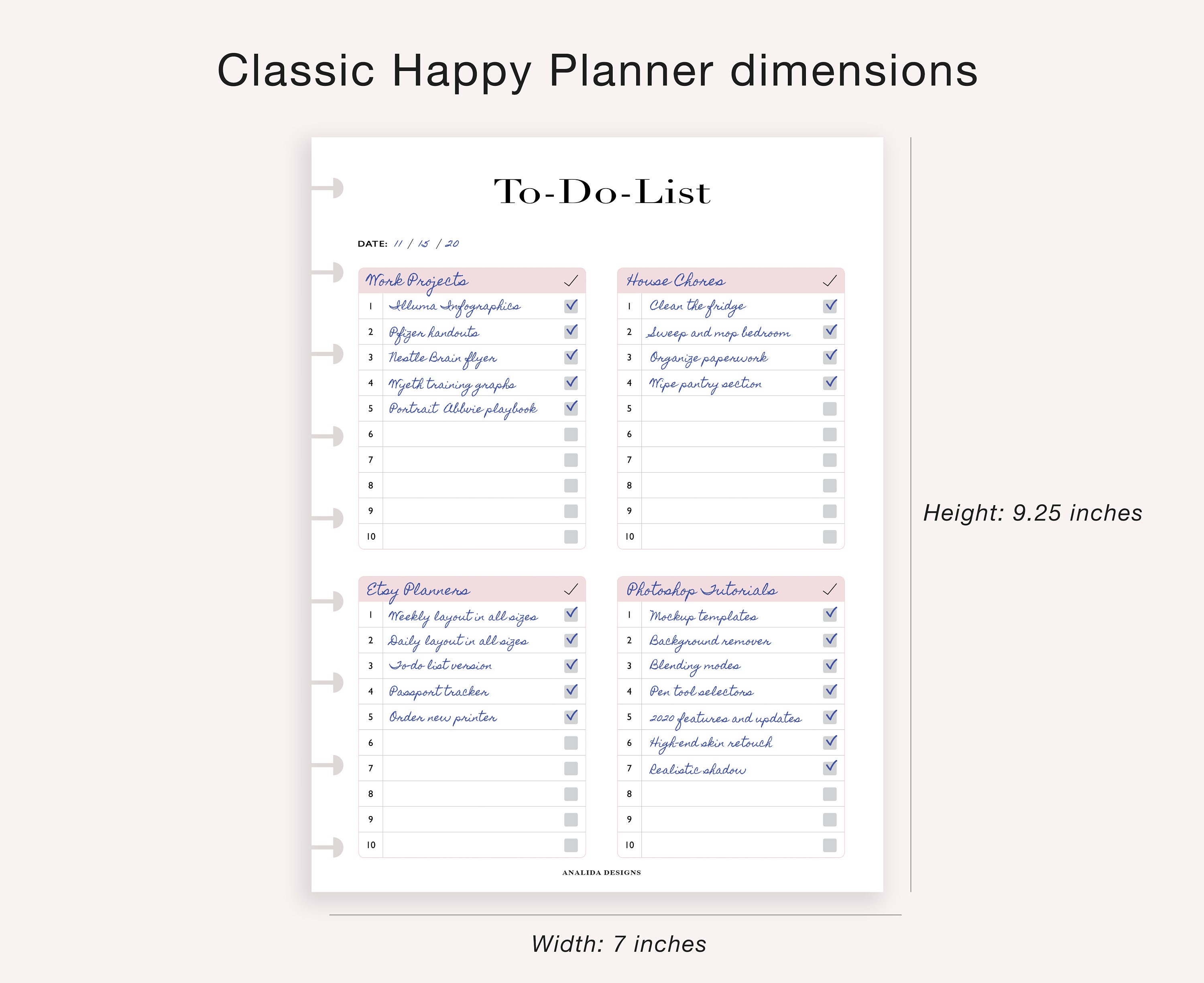 To-do List Printable: Happy Planner Classic Insert (PDF) - Etsy