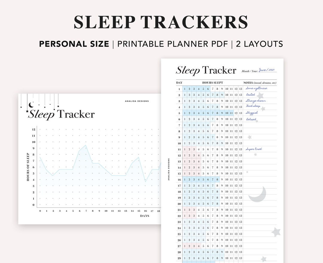 Personal Sleep Tracker Printable: Monthly Sleep Log (PDF Instant ...