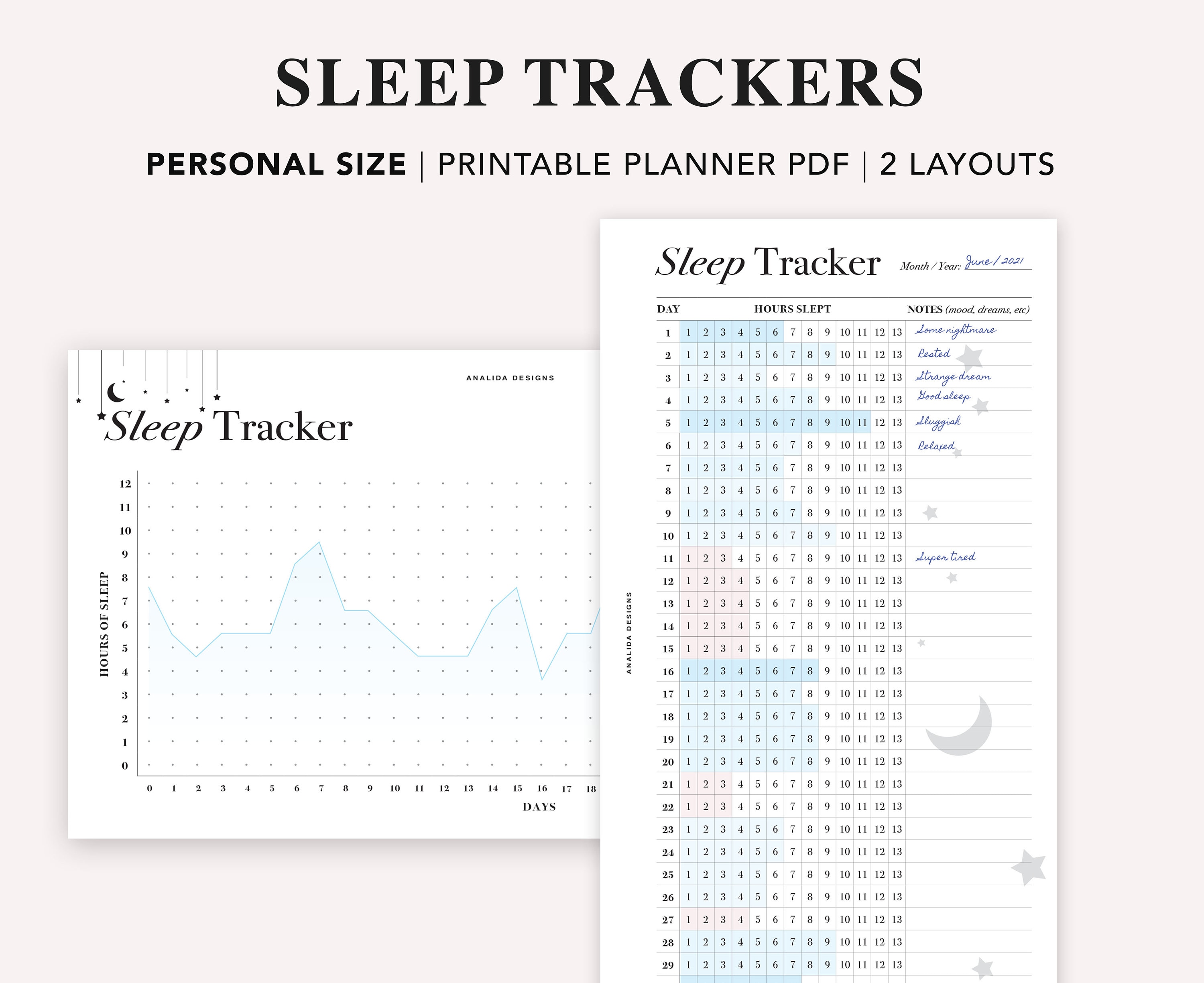 Buy Personal Sleep Tracker Printable: Monthly Sleep Log (PDF Instant ...