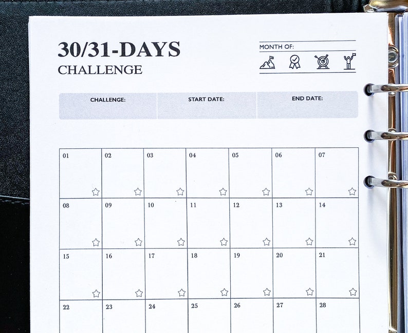 30 Day Challenge Printable 30 Day Tracker 30 Day Habit Plan | Etsy