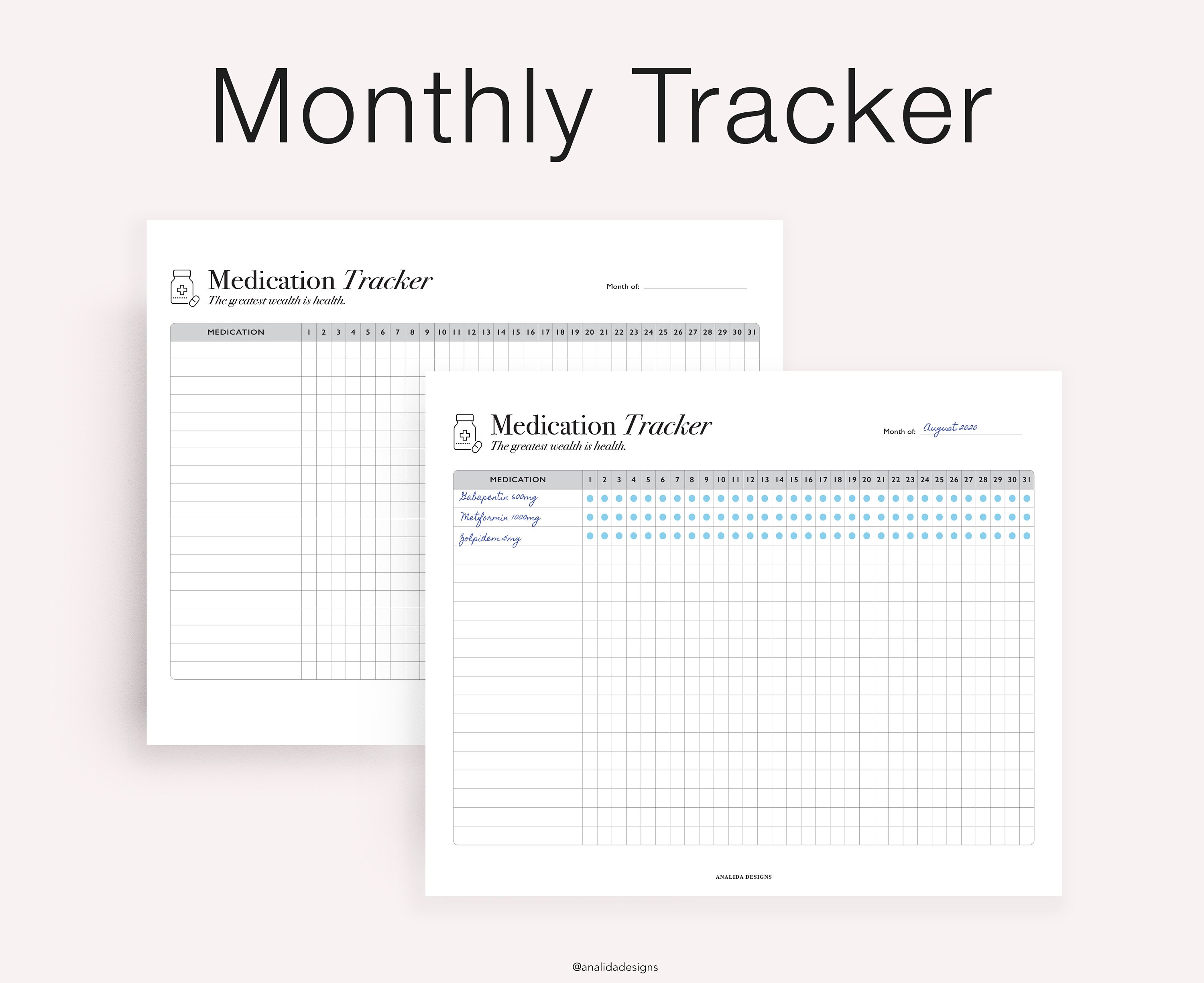 Medication Chart Printable Medication Tracker Medical - Etsy Australia