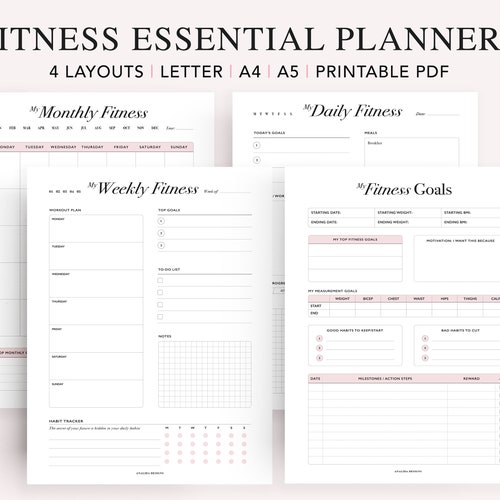 Workout Tracker Printable Daily Exercise Log Fitness - Etsy
