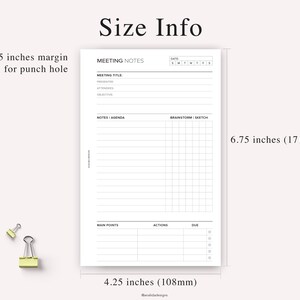 FC Compact Meeting Notes Planner Printable (PDF) - Etsy