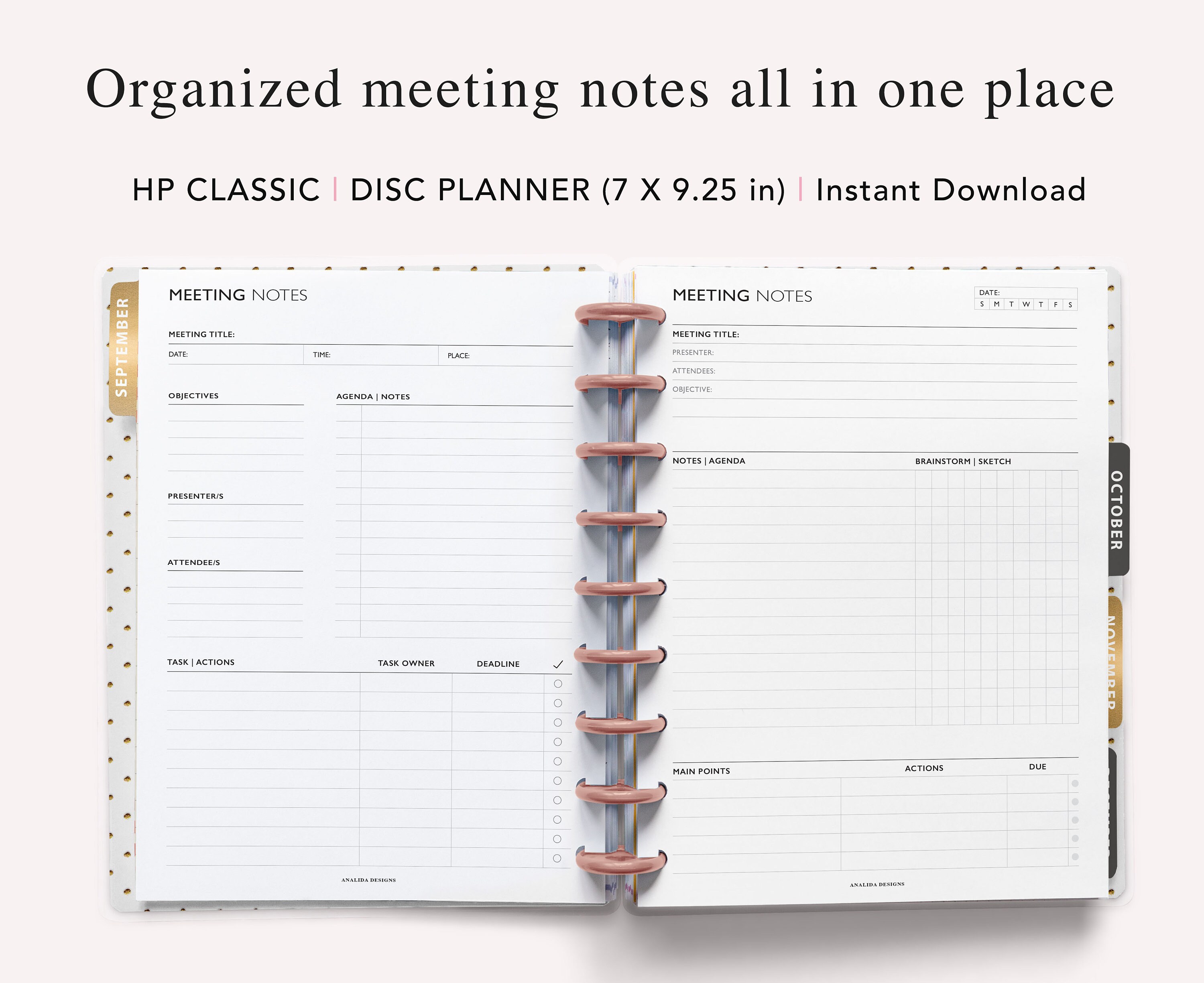Meeting Notes Happy Planner Insert Work Organizer Daily - Etsy