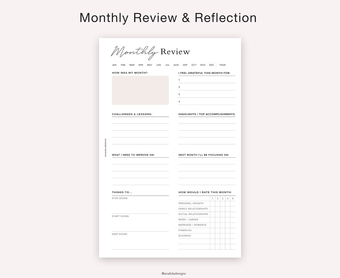 HALF LETTER Weekly Reflection Journal Inserts Daily | Etsy