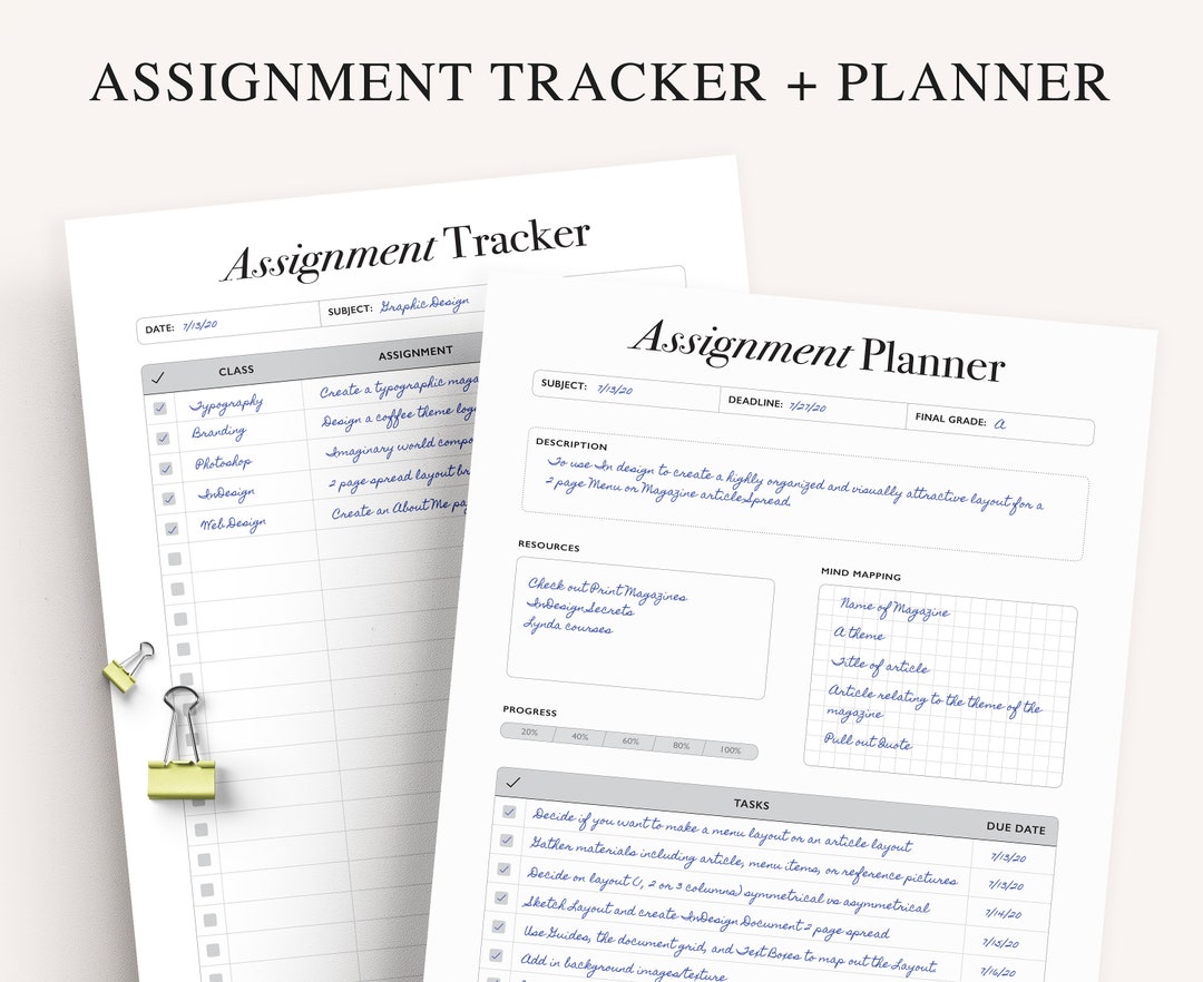 Assignment Tracker Printable, Homework Planner, College Planner ...
