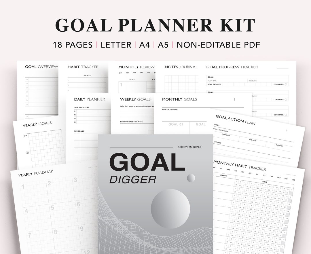 2024 Goal Planner, Printable Goal Tracker, 2024 New Year Resolution ...