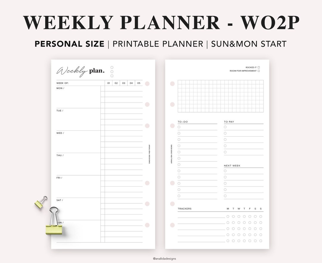 PERSONAL Weekly Planner Printable, Weekly Schedule, Weekly To-do List ...
