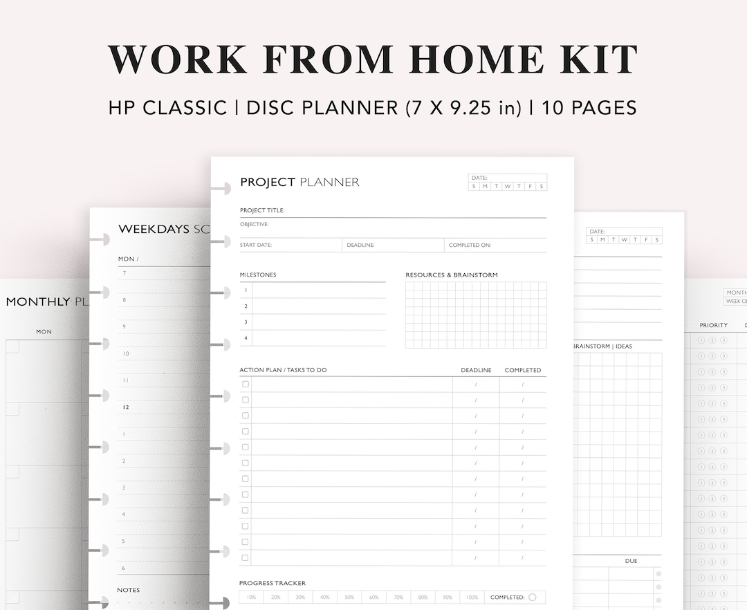 Work From Home Printable, Happy Planner Insert, Time Management Planner ...