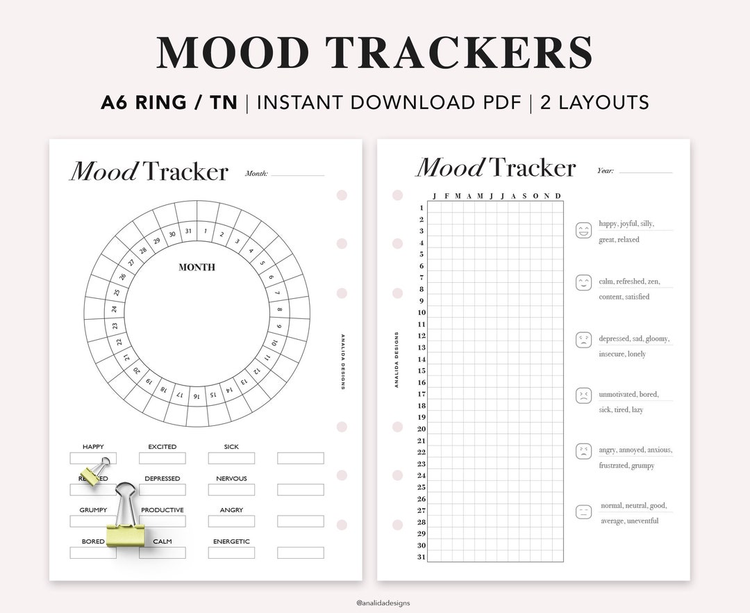 A6 Mood Tracker Printable: Monthly Yearly Circular Chart (PDF) - Etsy