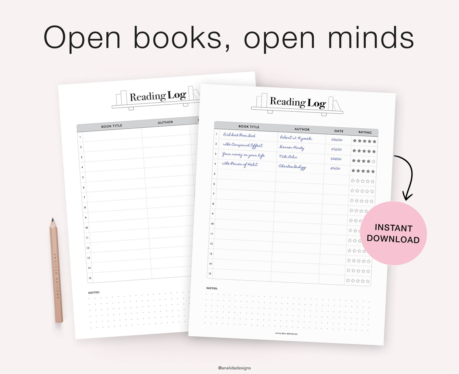 Reading Tracker Printable Reading Log Reading Journal Book - Etsy