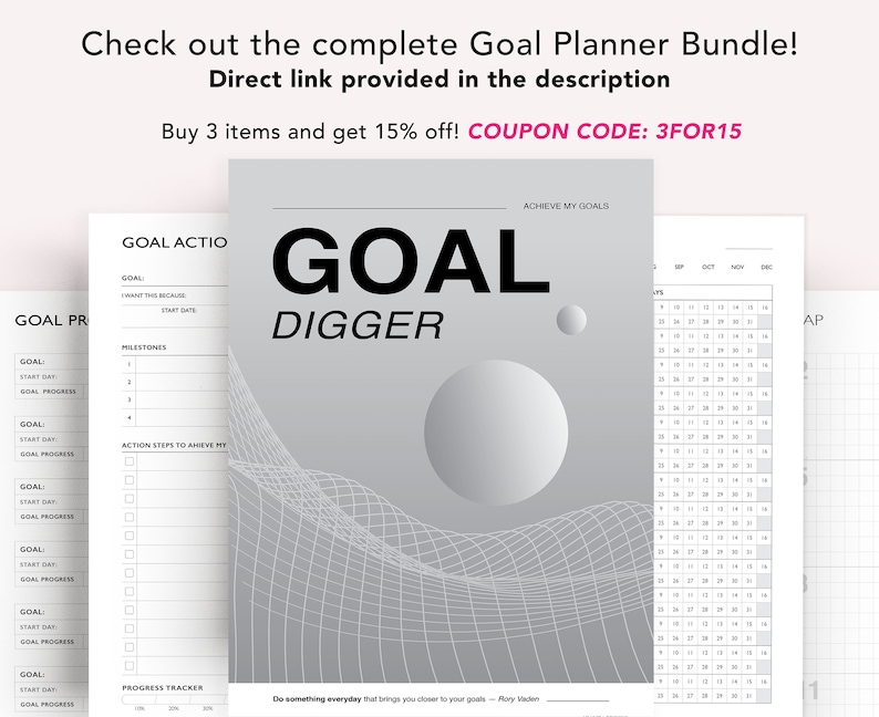 Weekly Goal Planner Printable: Habit Tracker (US Letter, A4, A5 ...
