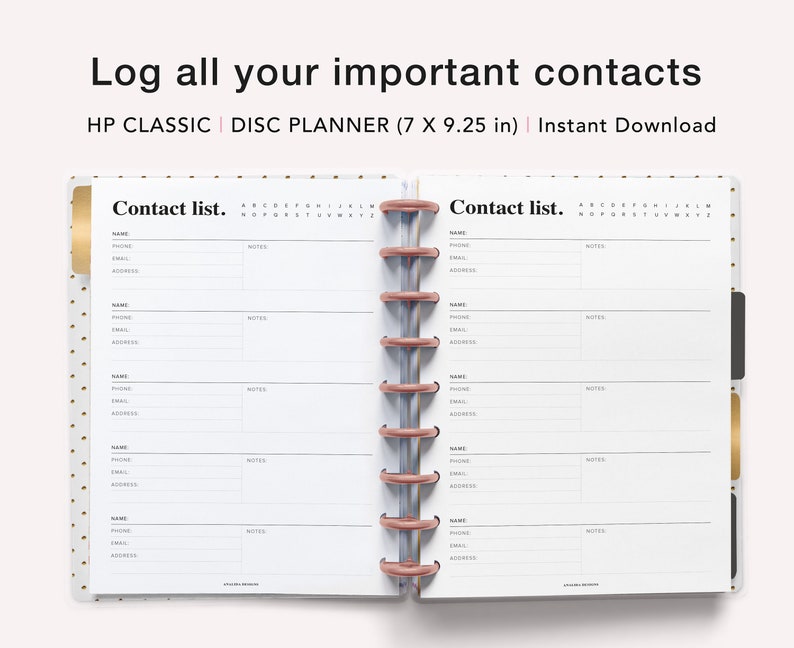 Printable Contact List Happy Planner Classic Insert Print at - Etsy