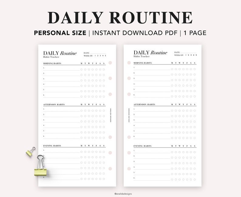 PERSONAL Habit Tracker Printable Weekly Habit Tracker Daily - Etsy