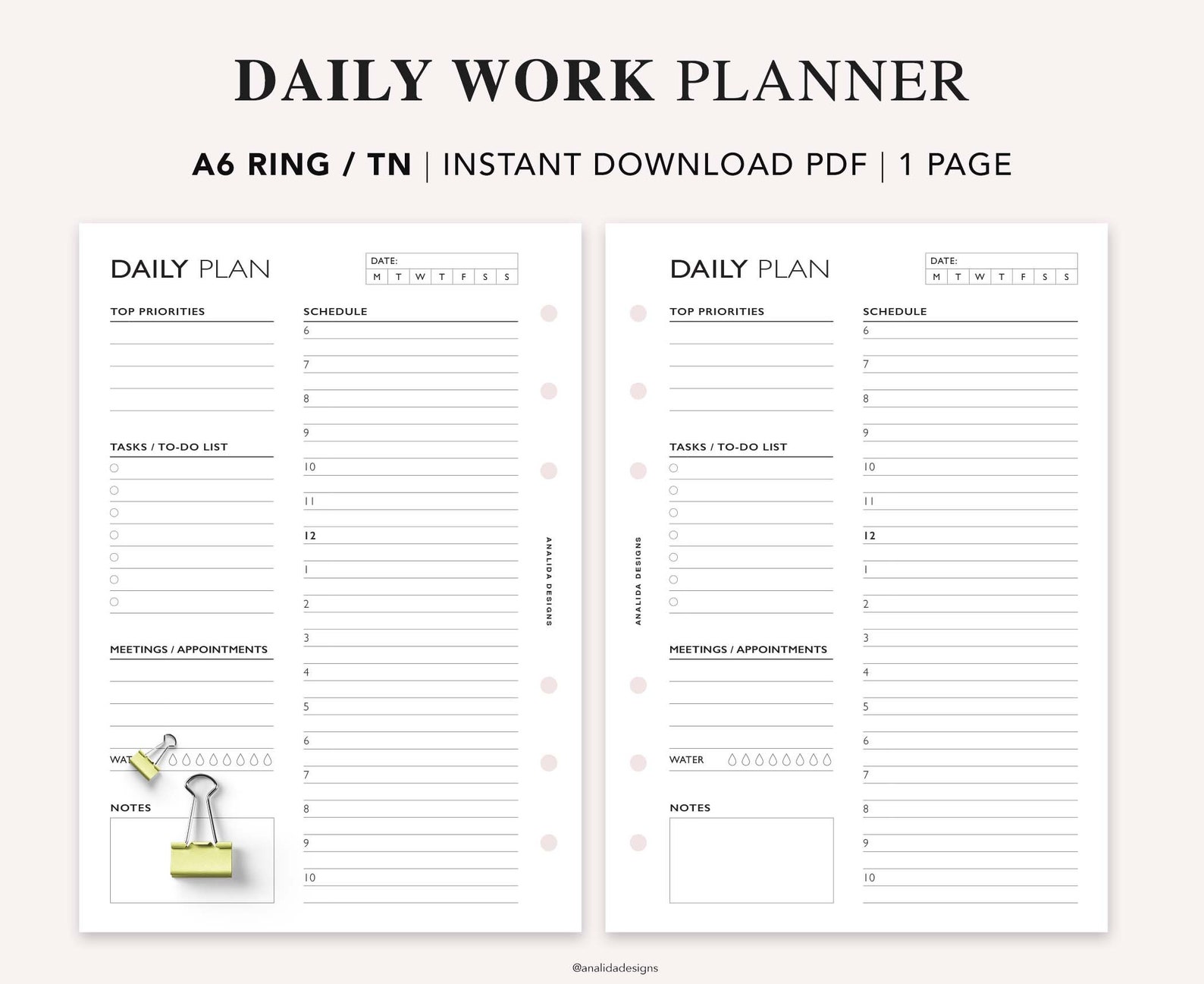 A6 Daily Planner Printable: Hourly Schedule, To-do List (PDF) - Etsy