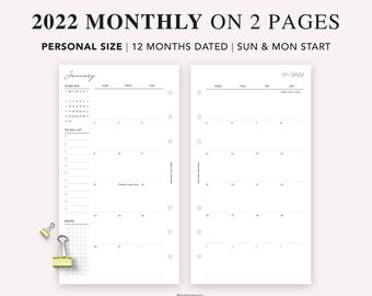 Month on Two Pages | Etsy