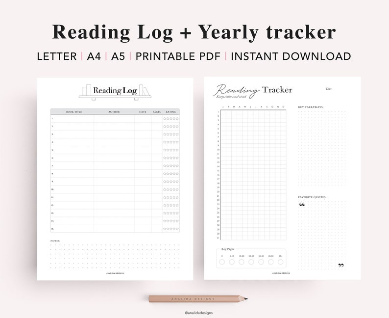 Rastreador de lectura imprimible registro de lectura diario | Etsy España