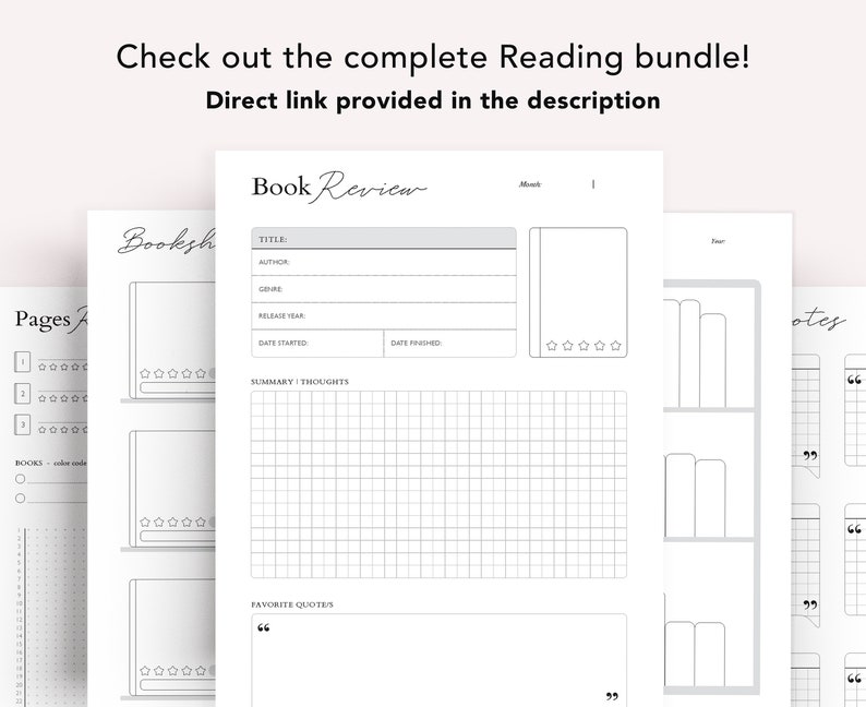 Reading Tracker Printable Reading Log Reading Journal Book | Etsy