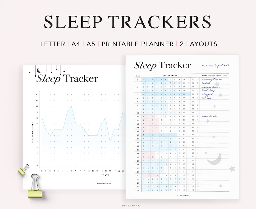 Sleep Tracker Printable, A5 Planner Inserts, Monthly Sleep Log, Sleep ...