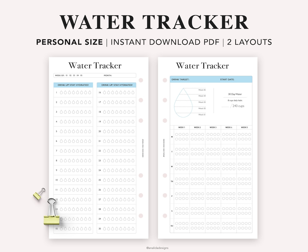 PERSONAL Water Tracker Printable, 30 Day Water Challenge Printable ...