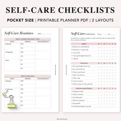 POCKET Self Care Checklist Tracker Self Help Journal Daily - Etsy