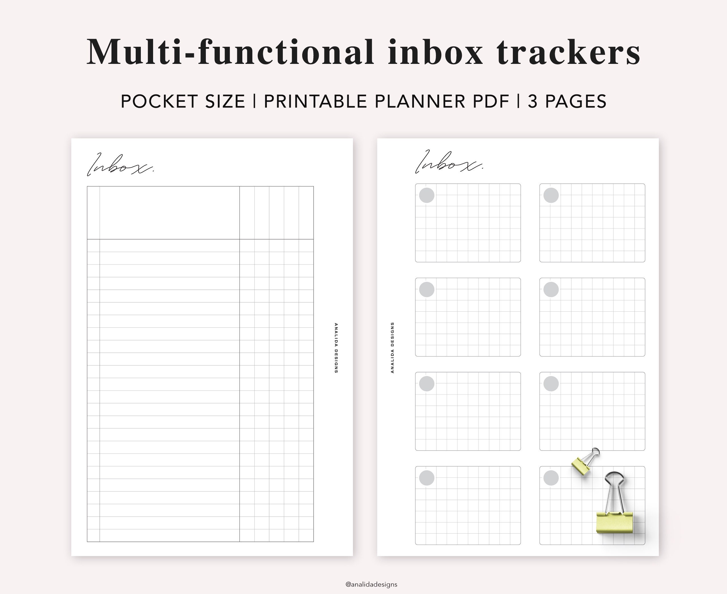 POCKET Printable Inbox Planner Inserts Inbox Tracker Inbox - Etsy