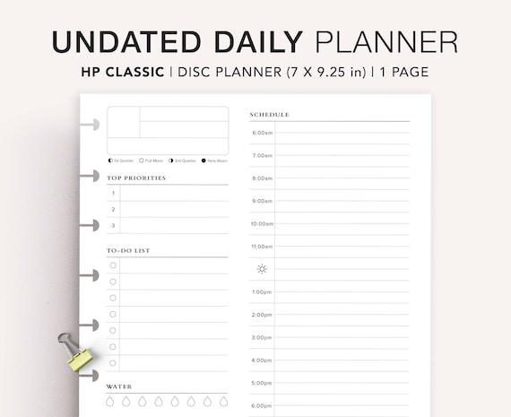 Undated Daily Planner Printable Happy Planner Classic Daily - Etsy