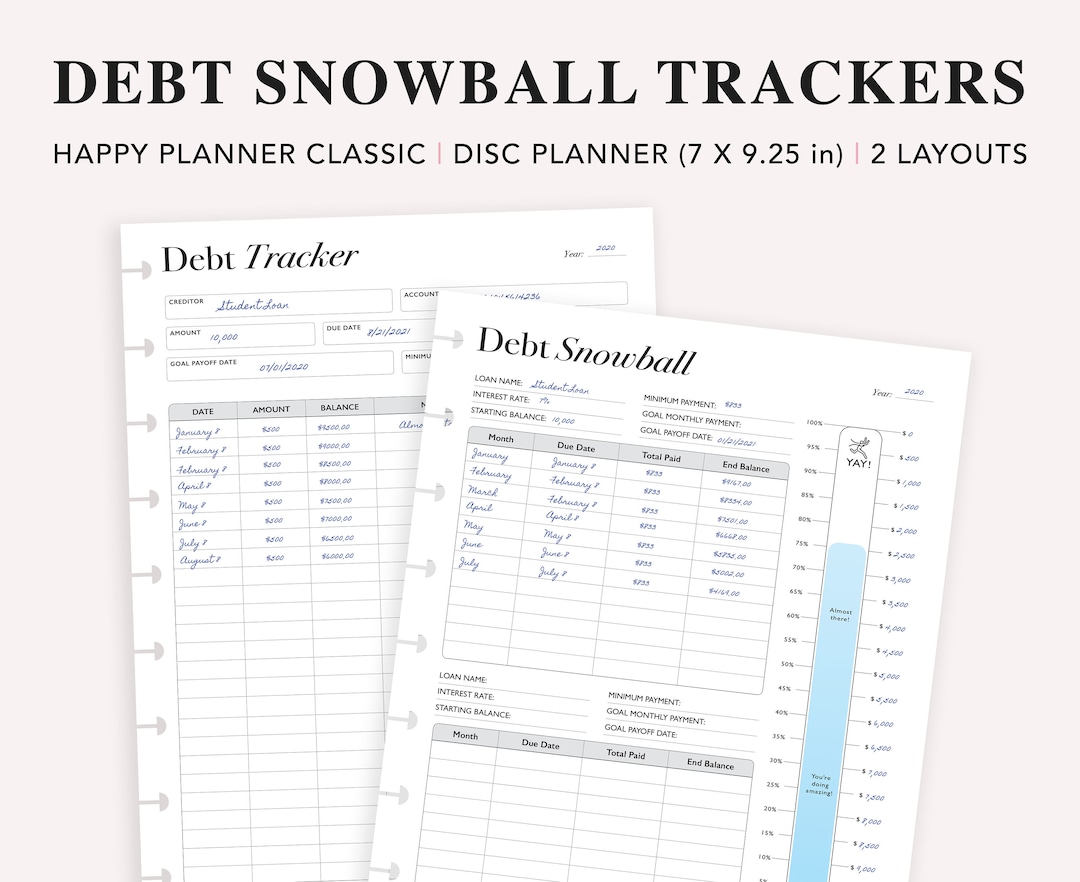 Debt Tracker Thermometer Printable: Happy Planner Insert (PDF Instant ...