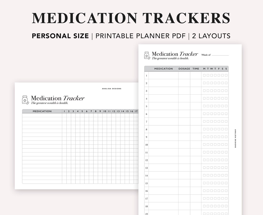 PERSONAL Medication Chart, Printable Medication Tracker, Medical ...